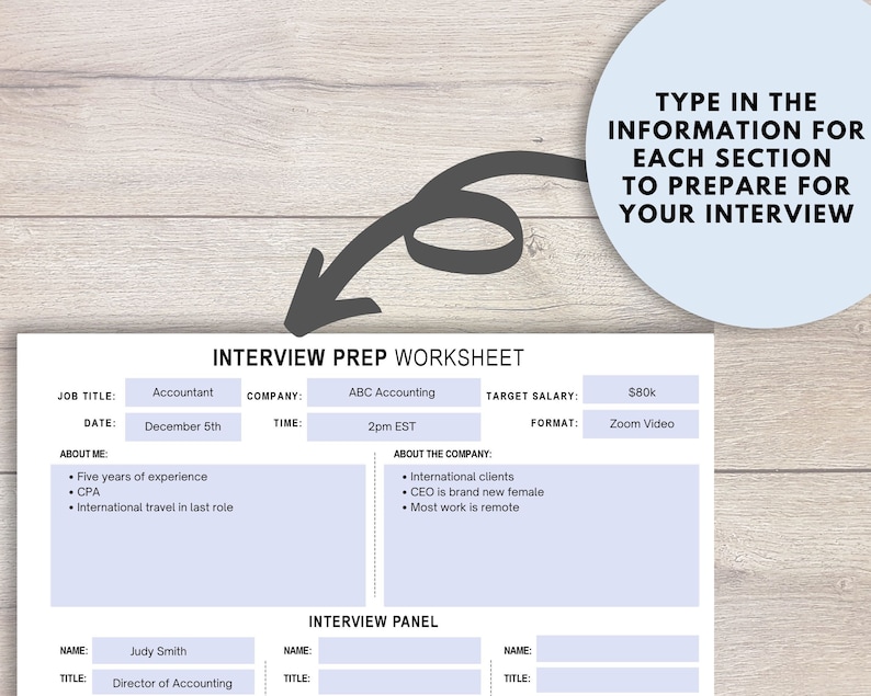 Job Interview Prep Worksheet | Job Interview Tips | Job Search ...