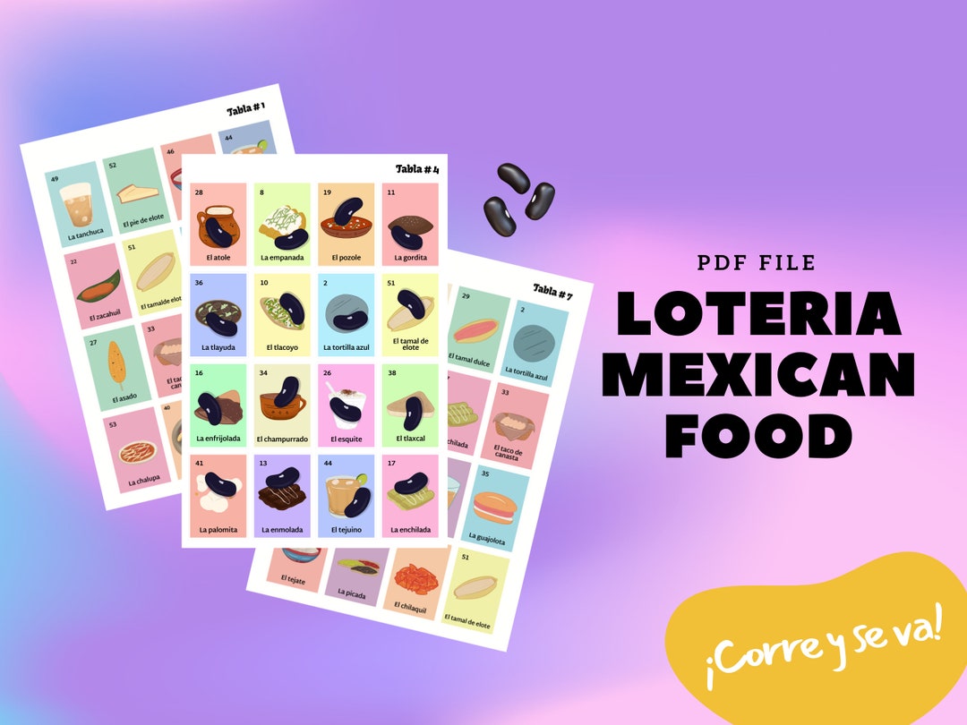 Bilingual Mexican Lotería Game With Mexican Food / PDF Instant Download ...