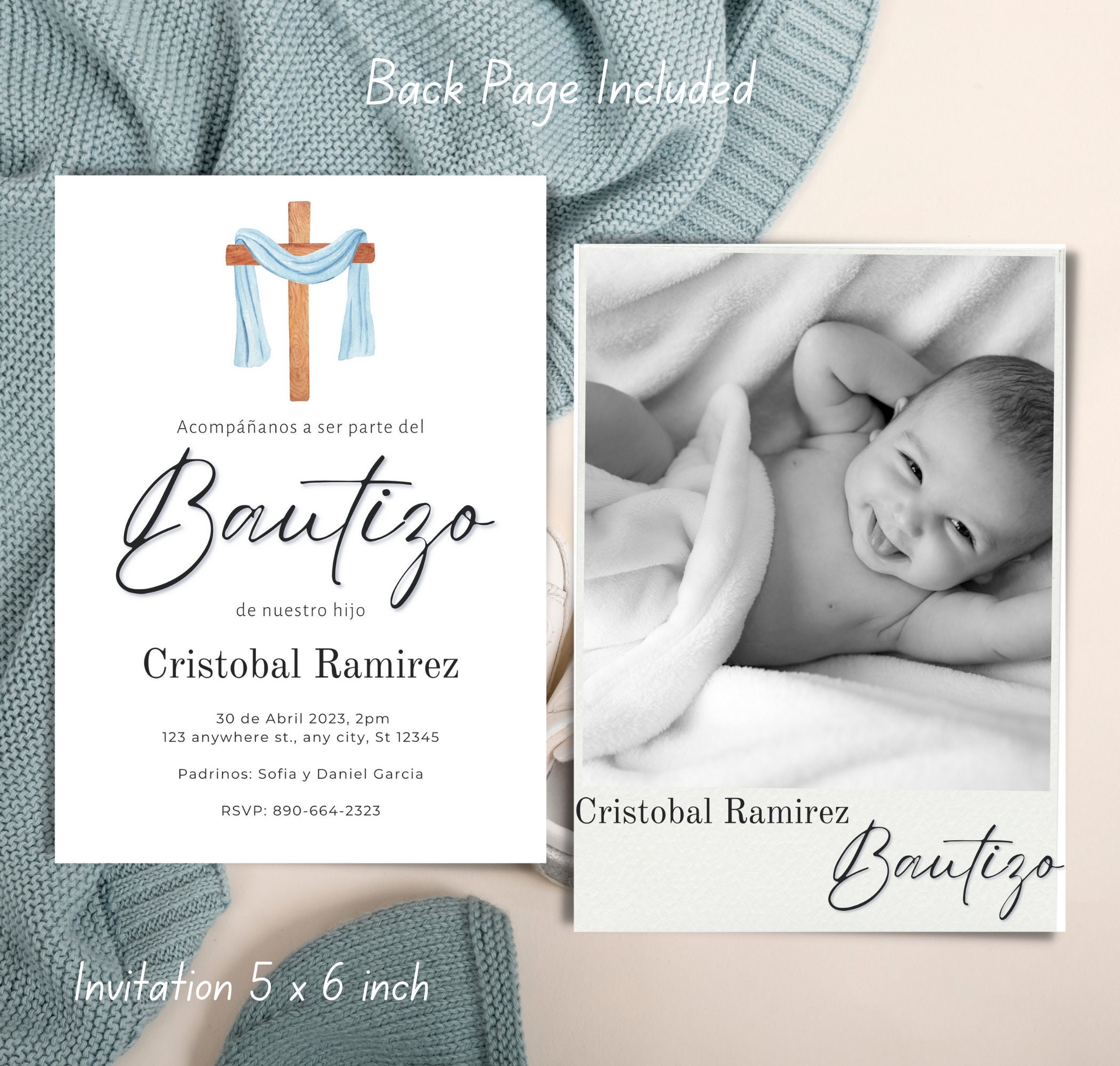 Mi Bautizo Personalized Baptism Invitations in Spanish With Photo ...