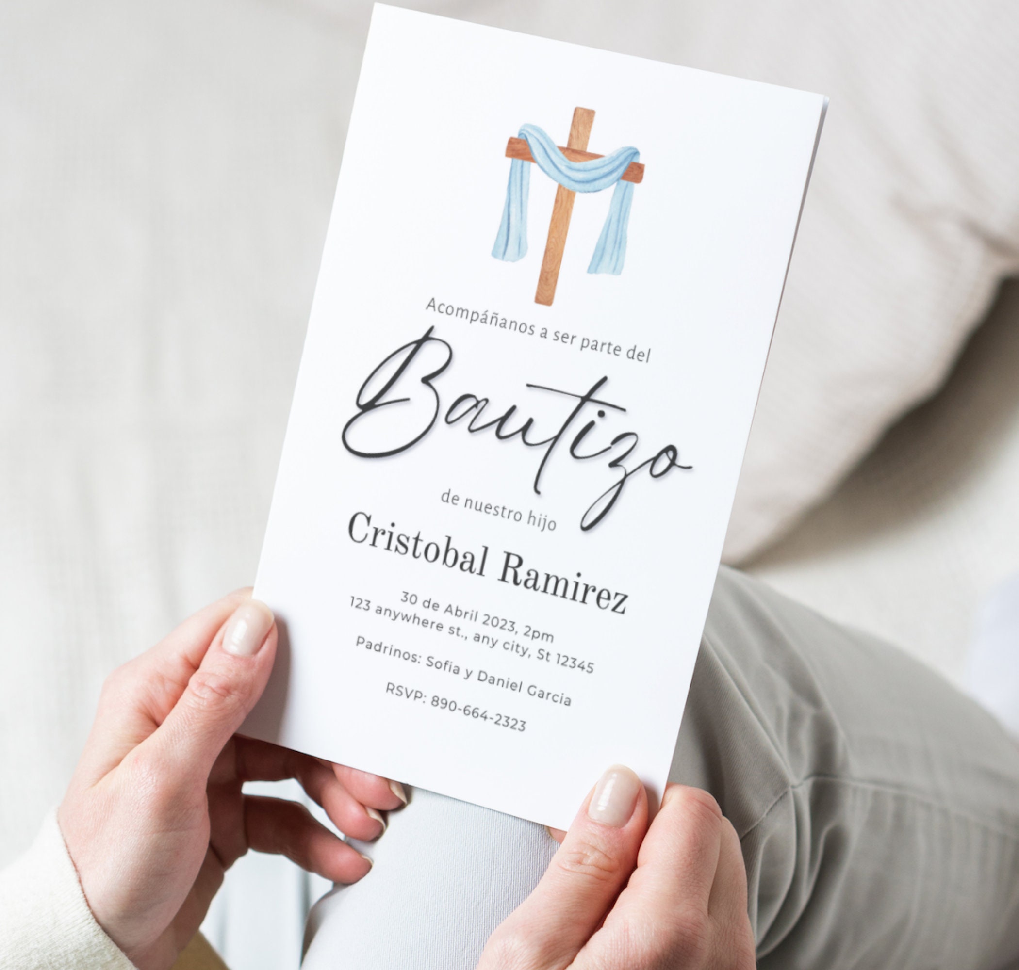 Mi Bautizo Personalized Baptism Invitations in Spanish With Photo ...