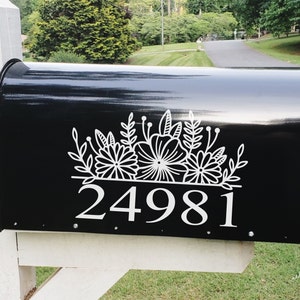 Flower Mailbox Decal, Personalized Mailbox Decal, Mailbox Number Decal ...