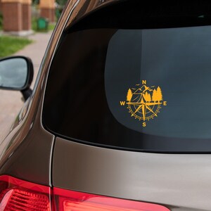 Compass Decal for Car, Mountain Decal for Car, Camping Car Decal ...