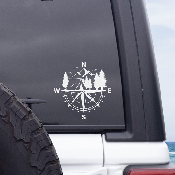 Compass Decal for Car Mountain Decal for Car Camping Car - Etsy