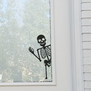 Peeking Skeleton Vinyl Decal, Halloween Party Decor, Halloween Wall ...