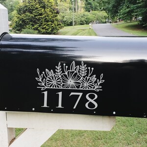 Flower Mailbox Decal, Personalized Mailbox Decal, Mailbox Number Decal ...