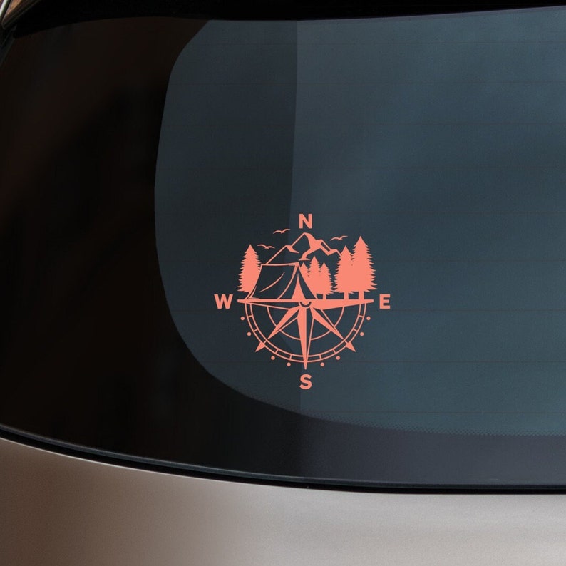 Compass Decal for Car Mountain Decal for Car Camping Car - Etsy