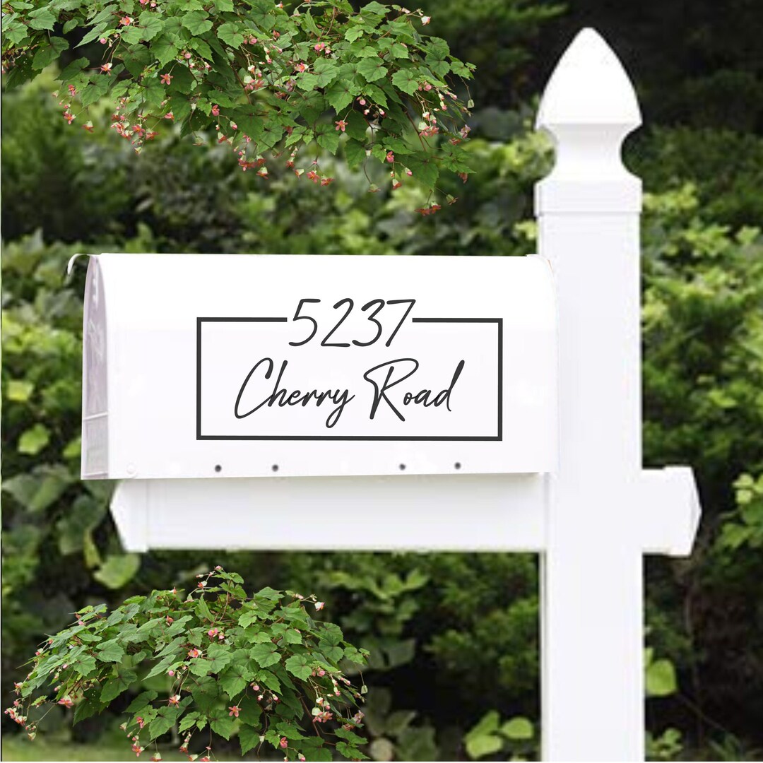 Cursive Mailbox Numbers Decal, Modern Mailbox Decal, House Number Decal ...