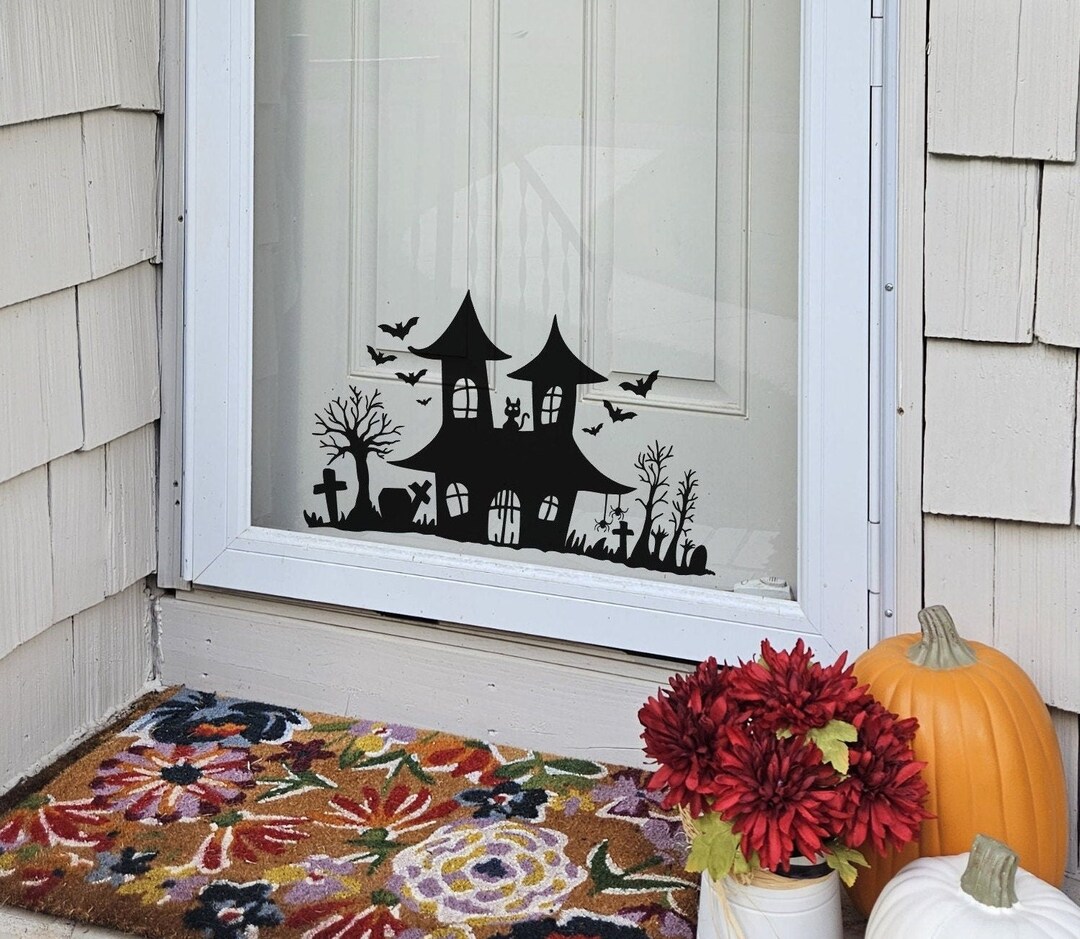 Haunted House Vinyl Decal, Spooky Season Decor, Pumpkin Decals ...