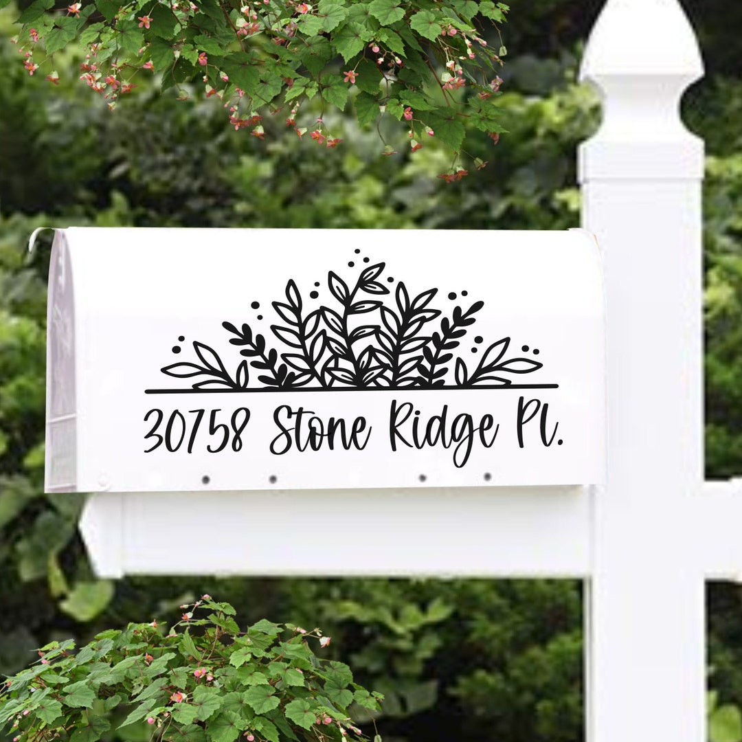 Floral Mailbox Decal, Address Decal for Mailbox, Personalized Mailbox ...