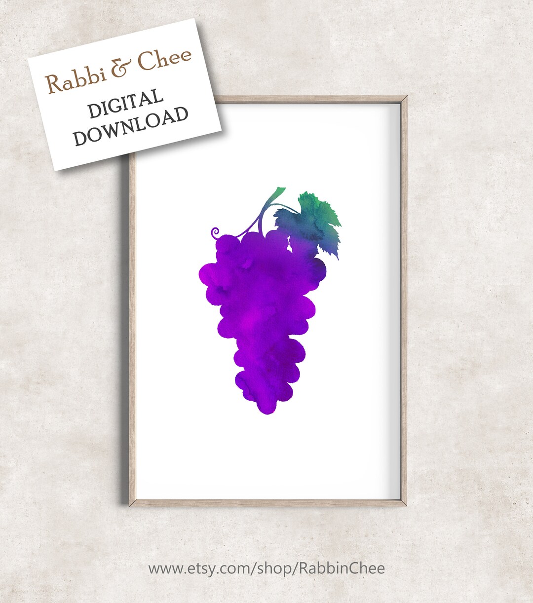 GRAPE Print | Watercolor Printable Artwork | Violet Abstract Wall Art ...