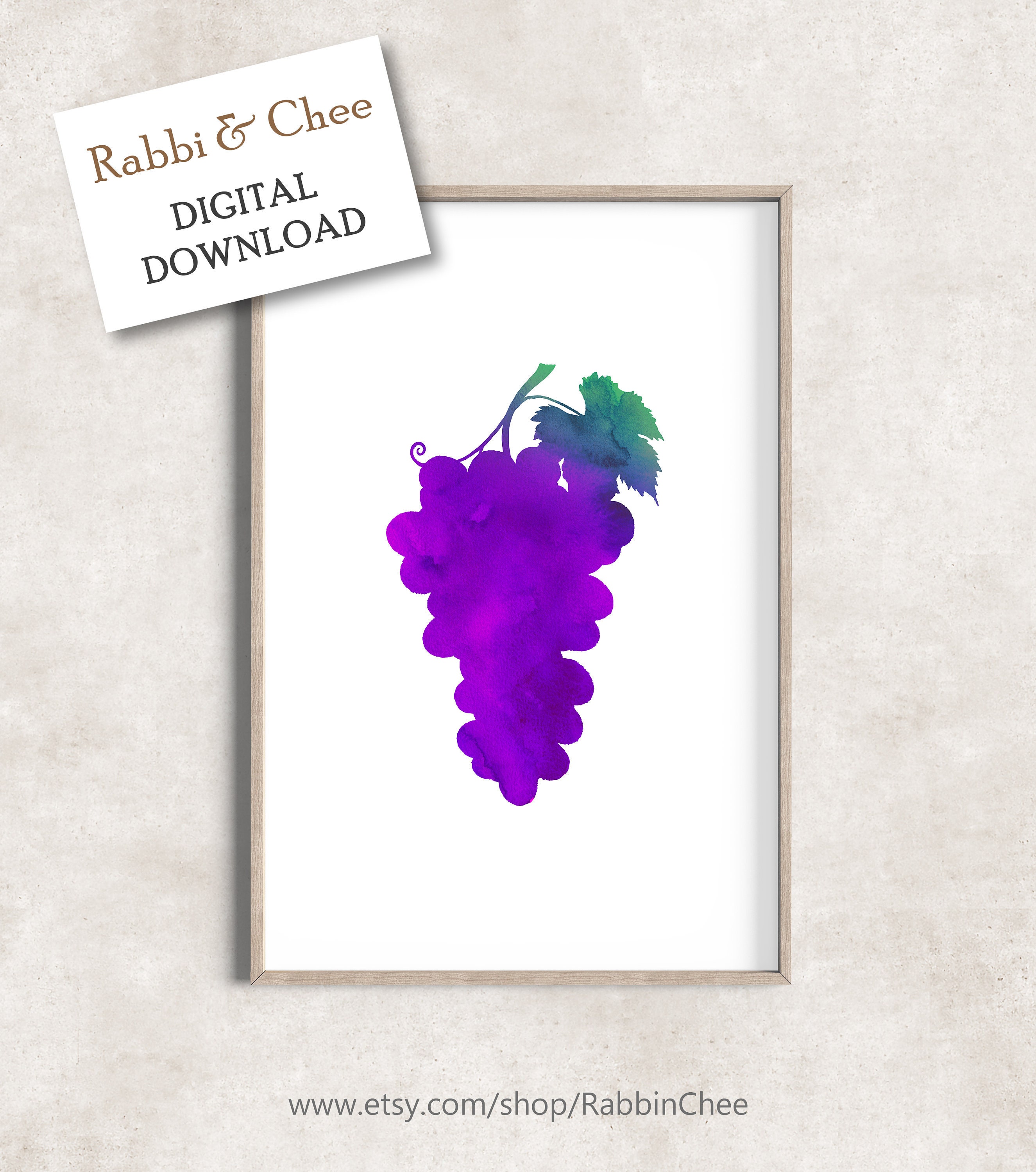 GRAPE Print | Watercolor Printable Artwork | Violet Abstract Wall Art ...