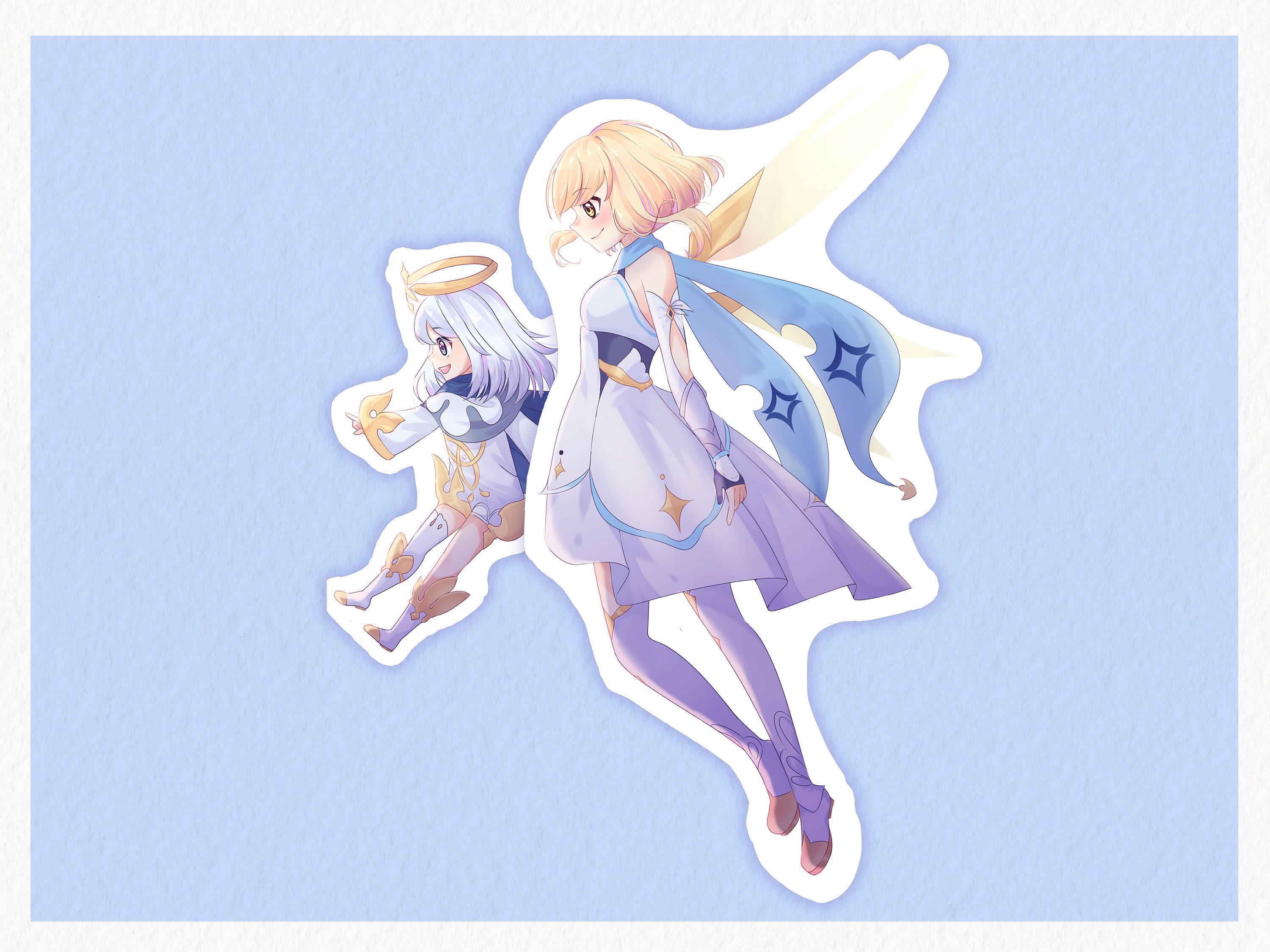 Lumine & Paimon sticker Sticker Genshin Impact Traveller | Etsy