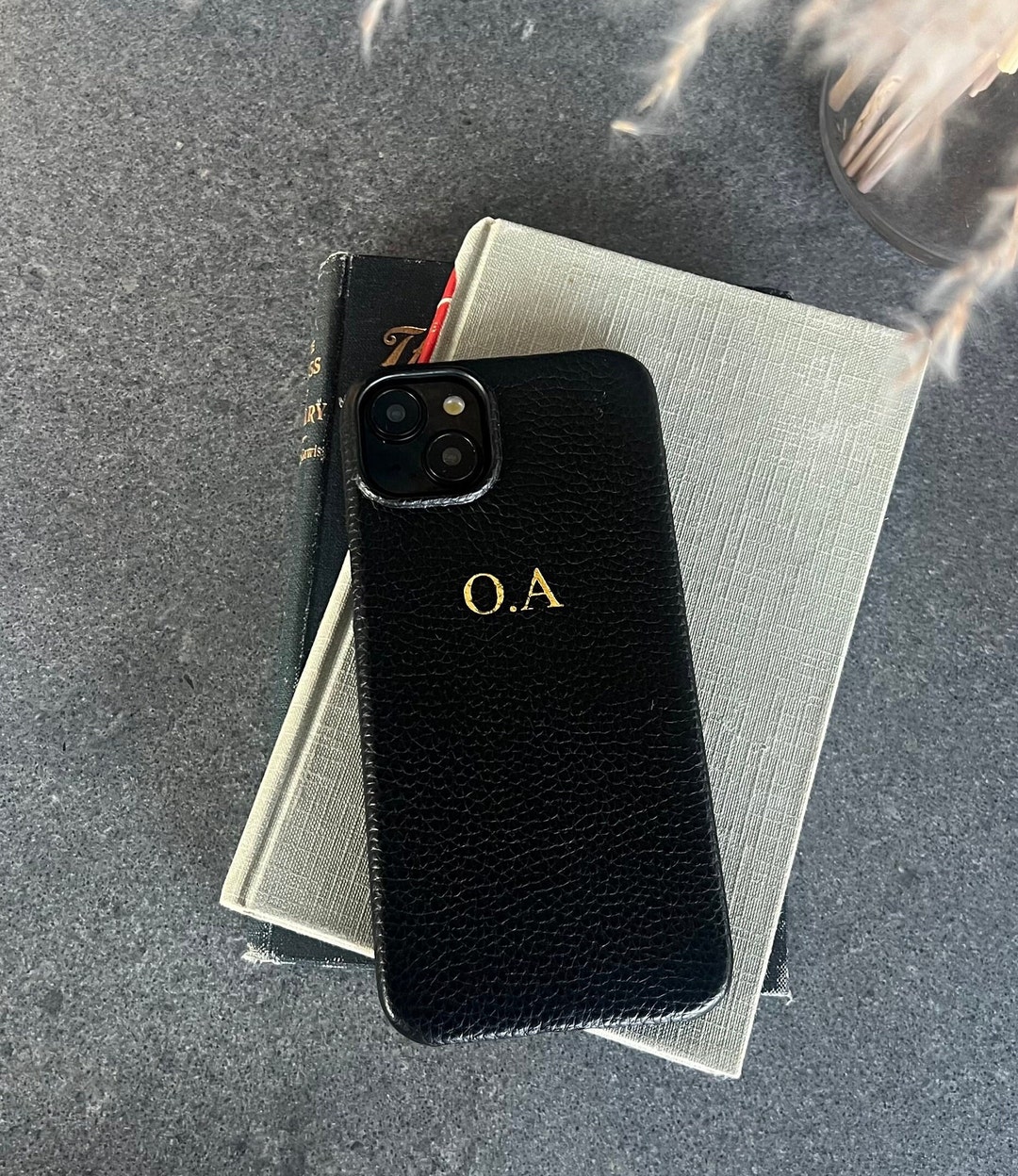 Personalised Black Genuine Leather iPhone Case Available in iPhone 13 ...
