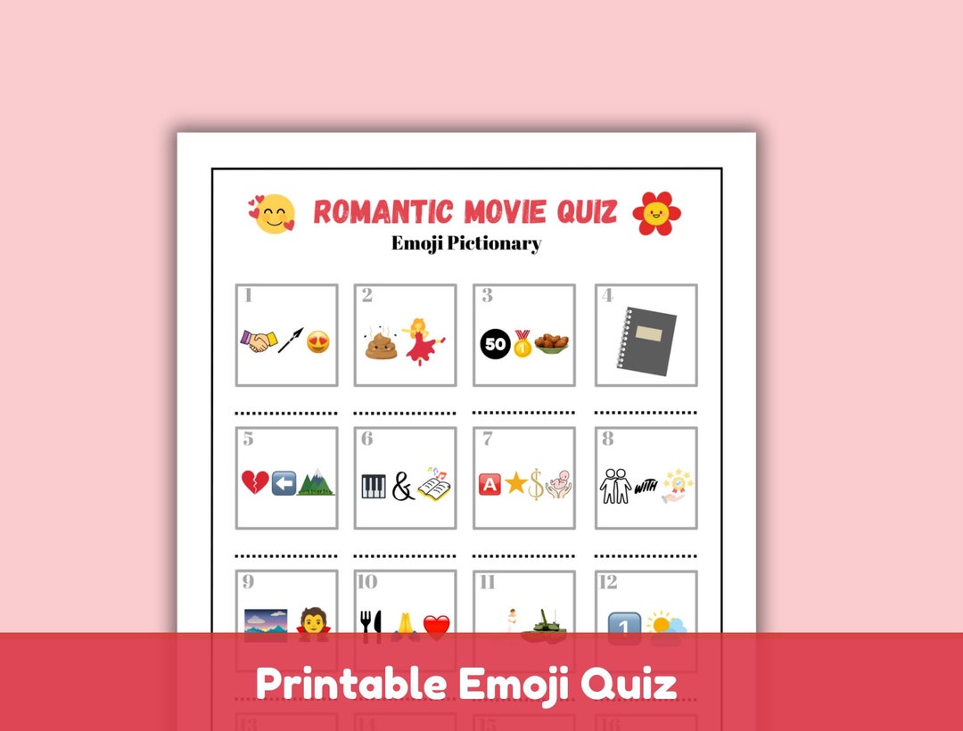 Romantic Emoji Quiz, Valentines Day Game, Emoji Pictionary Quiz, Movie ...