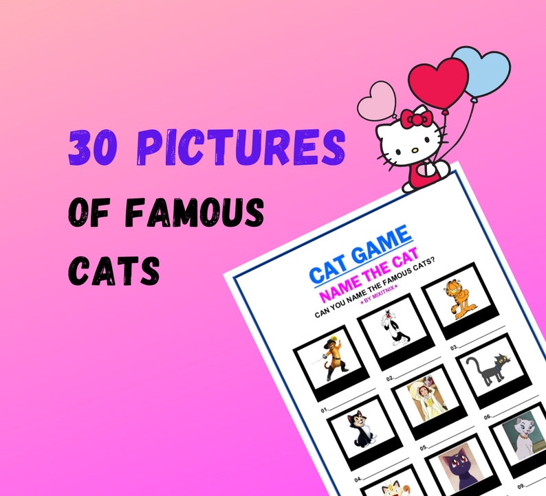 Printable Picture Quiz Cat Characters Trivia Game Printable - Etsy