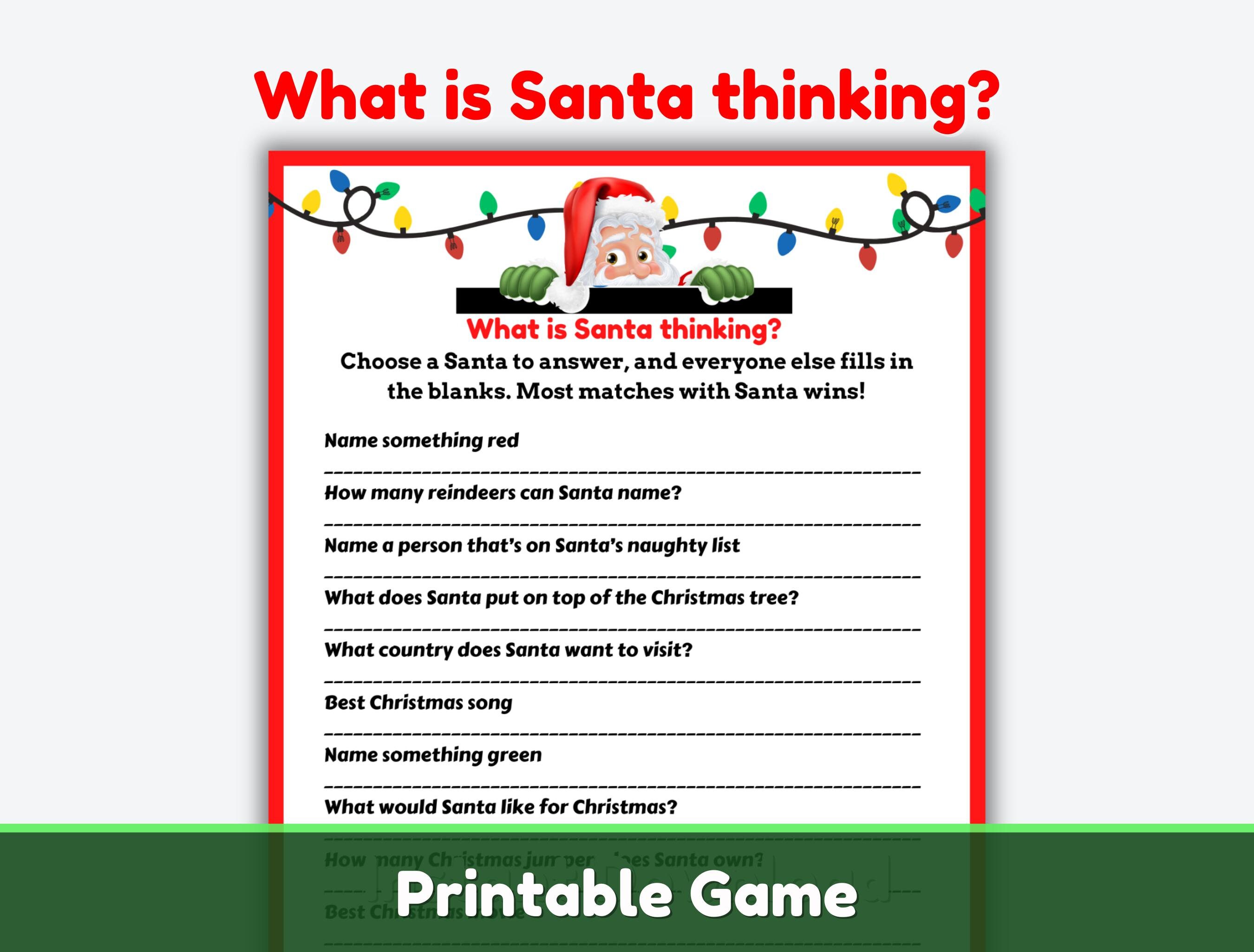 What is Santa Thinking Game, Christmas Printable, Santa Game, Christmas ...