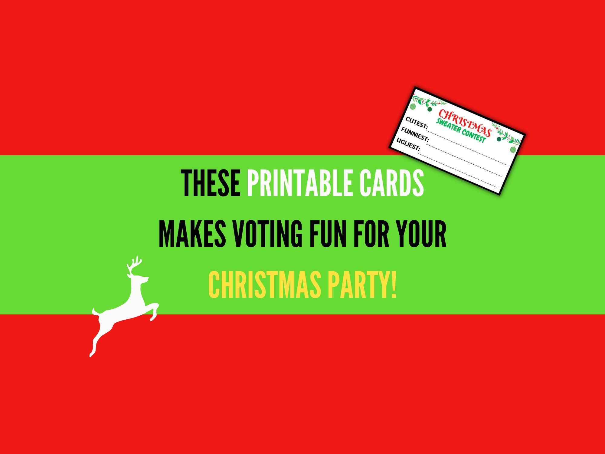 Christmas Sweater Contest, Printable Voting Cards, Contest Awards ...