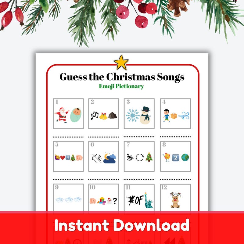 Christmas Song Game - Etsy