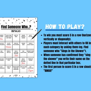 Find Someone Who Bingo Ice Breaker Game Guest Game Human - Etsy
