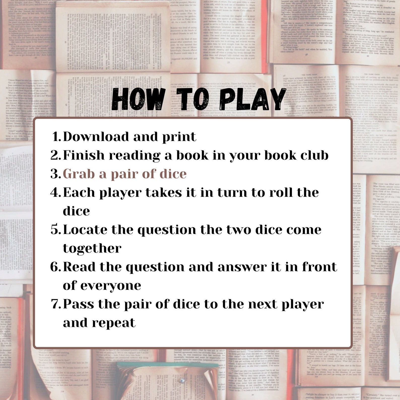 Book Club Discussion, Conversation Starter, Icebreaker Game, Roll a ...