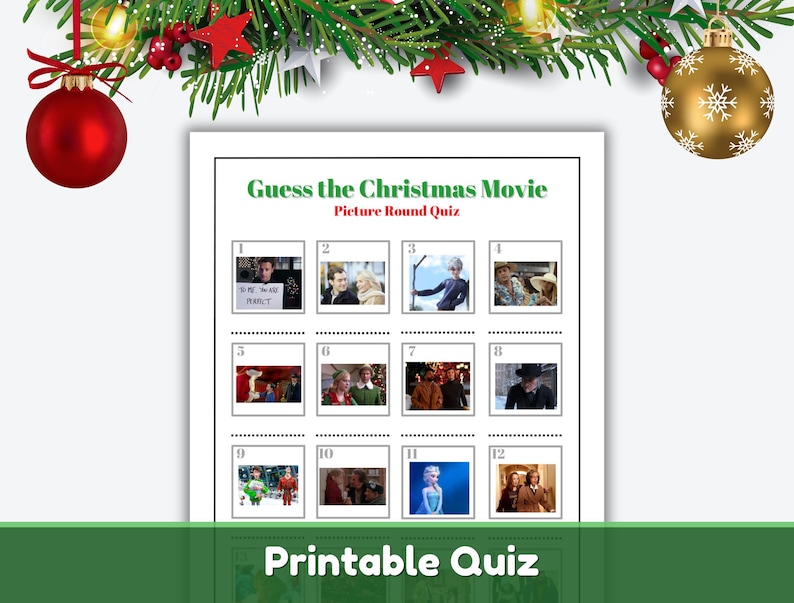 Christmas Movie Picture Quiz, Christmas Printable Game, Christmas Film ...