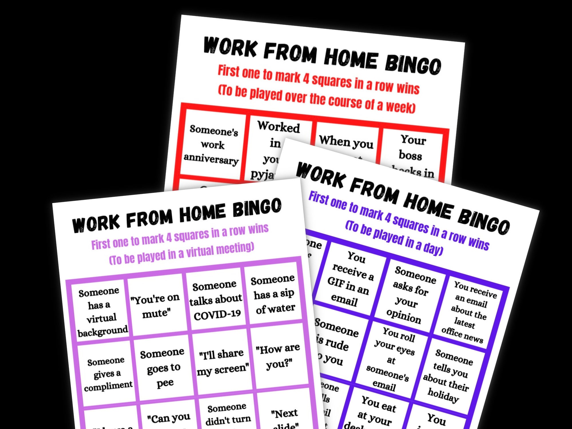 Work From Home Bingo Team Building Games Virtual Office | Etsy