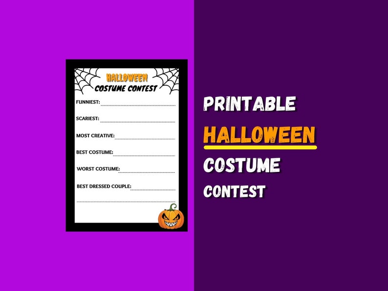 Printable Halloween Costume Contest, Halloween Costume Party, Halloween ...