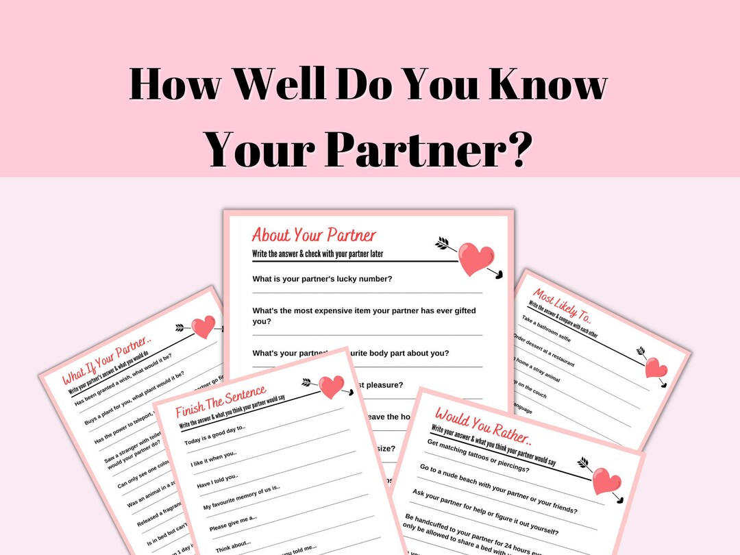 How Well Do You Know Your Partner Game: Printable Couple's Quiz (PDF ...