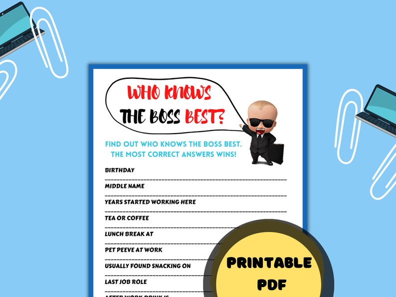 Office Party Game, Who Knows the Boss Best, Team Activity, Workplace ...