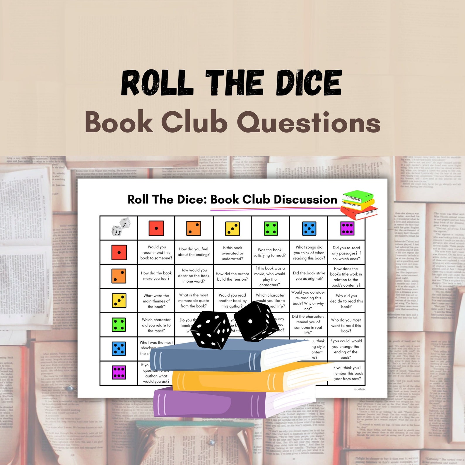 Book Club Discussion, Conversation Starter, Icebreaker Game, Roll a ...