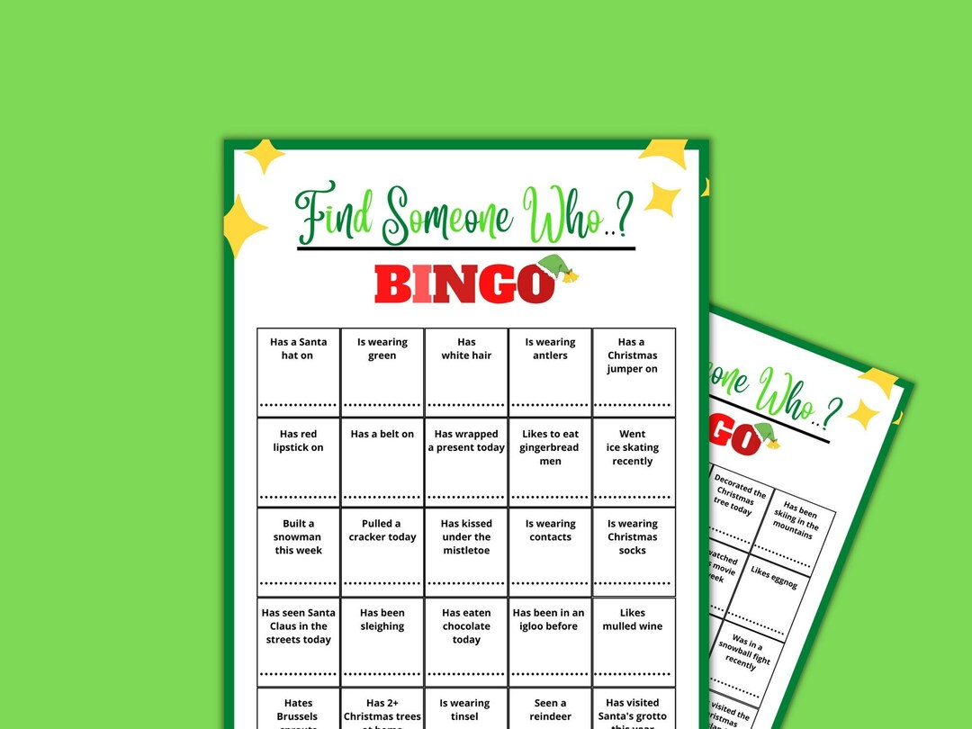Christmas Bingo Game, Find Someone Who Bingo, Christmas Party, Human ...