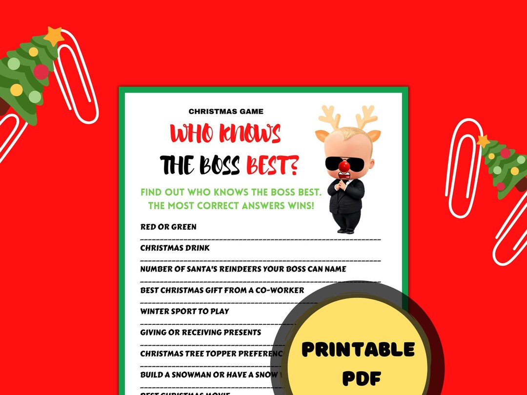 Christmas Boss Game, Who Knows the Boss Best, Team Icebreaker, Office ...