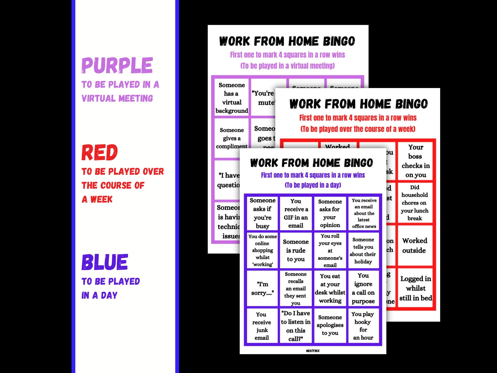 Work From Home Bingo Team Building Games Virtual Office | Etsy