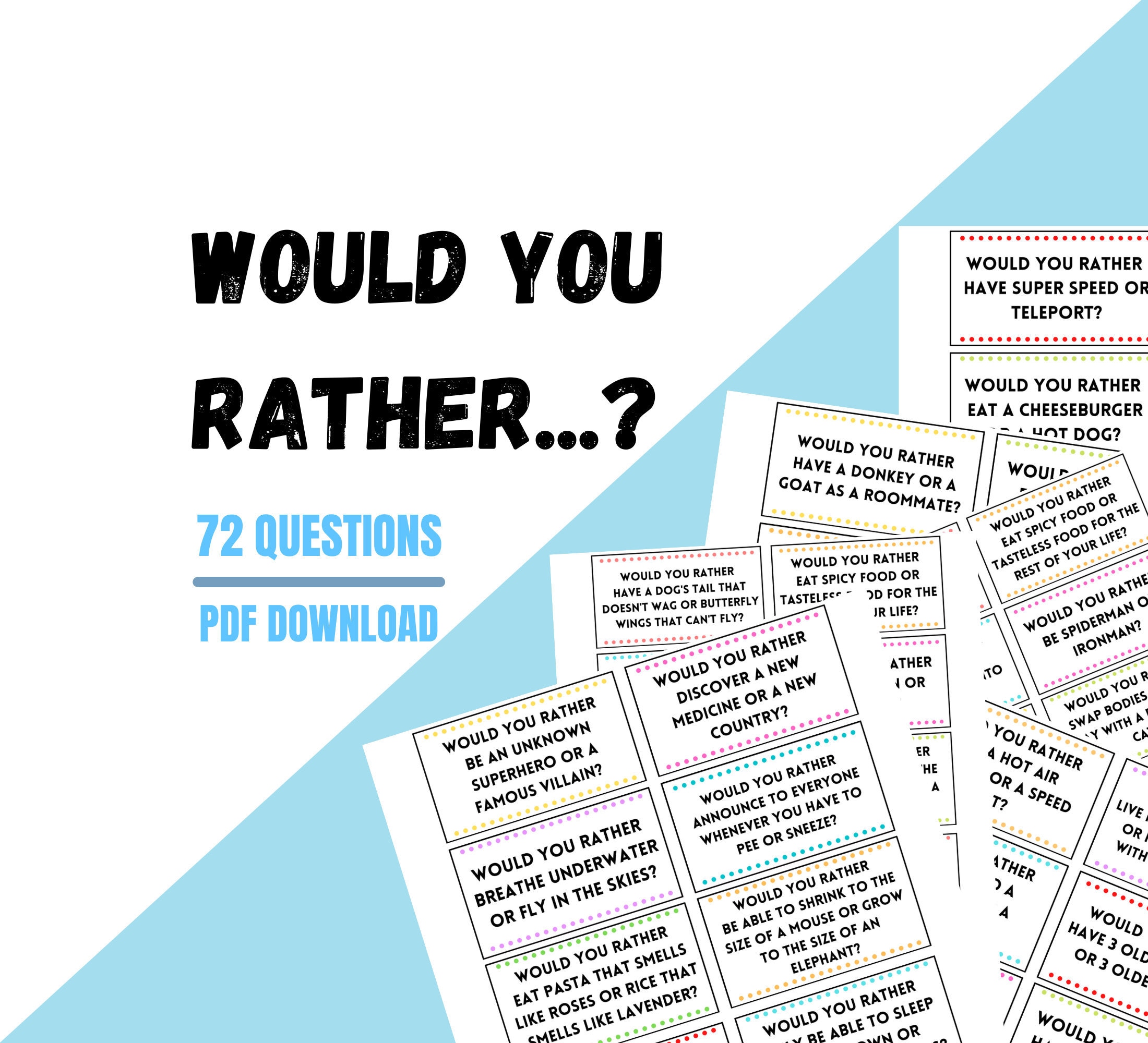 Would You Rather Cards, Icebreakers, Conversation Starters, Table Games ...