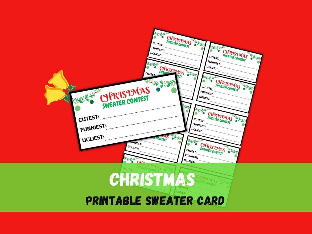 Christmas Sweater Contest, Printable Voting Cards, Contest Awards ...