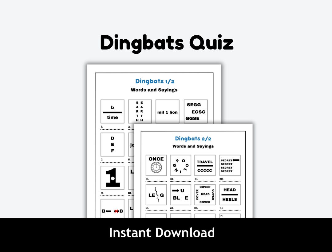 Printable Dingbats Quiz: Words and Sayings Puzzle Game in PDF - Etsy UK