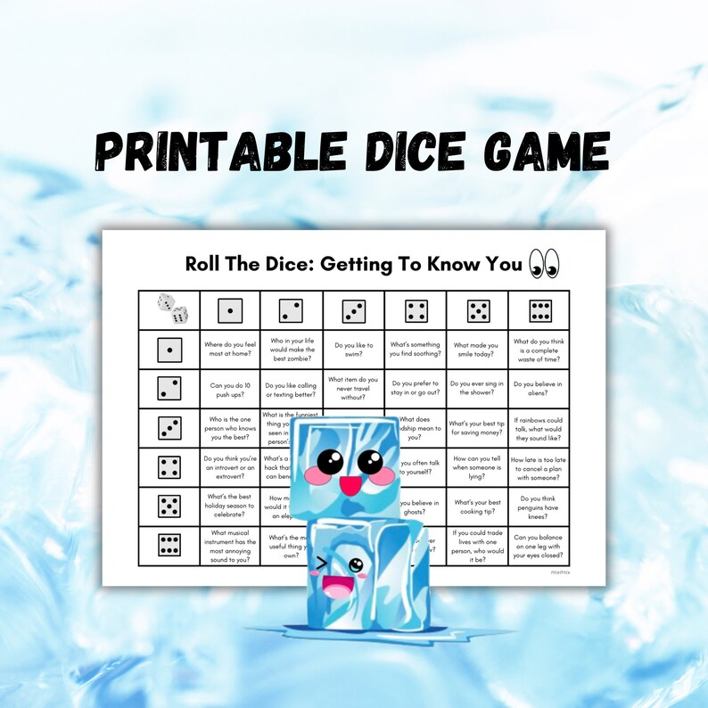 Roll the Dice Game, Conversation Starter Game, Icebreaker Game, Getting ...