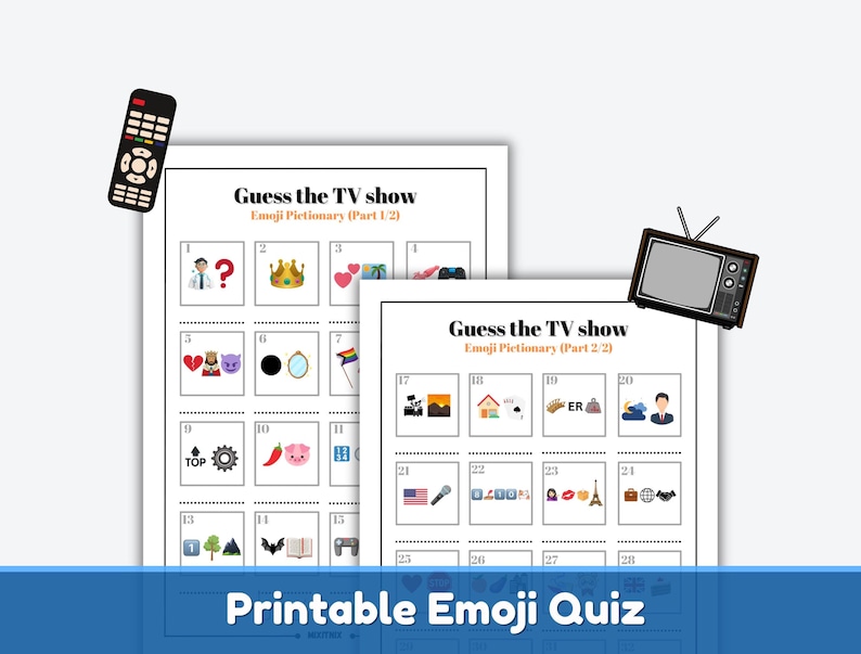 Printable TV Shows Emoji Quiz, Emoji Pictionary Game, Trivia Quiz Night ...
