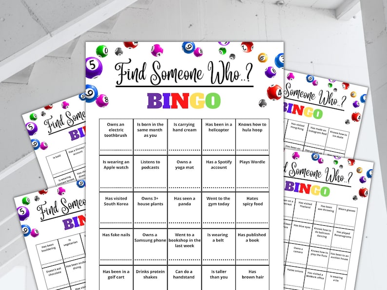 Find Someone Who Bingo, Icebreaker, Team Building Games, Holiday Party ...