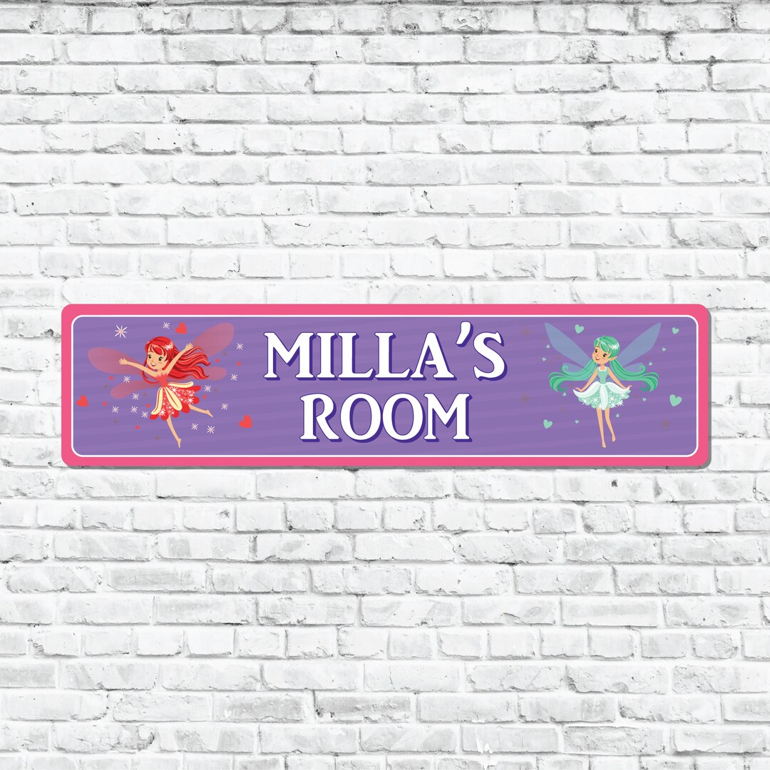 Personalised Fairy Kids Room Sign, Custom Name Door Sign, Metal Bedroom ...