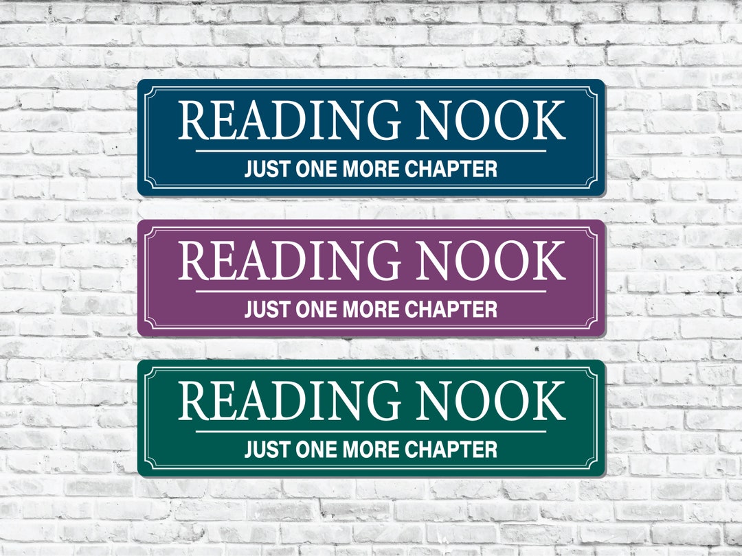 Reading Nook Sign, Book Corner, Metal Sign, Gallery Wall, Wall Art ...
