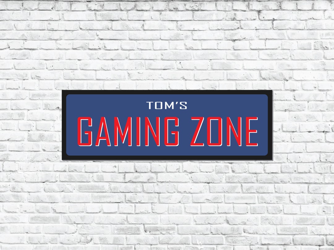 Personalised Gaming Sign, Custom Kids Room Signs, Metal Games Room Sign ...