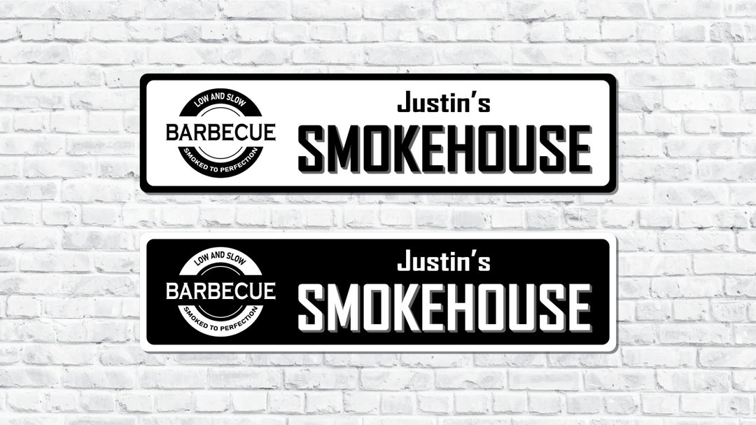 Personalised Smokehouse Sign, Custom Metal Backyard BBQ Sign, Low and ...