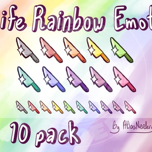 Rainbow Knife 10 Pack 10 Reaction Emotes or Badges for Twitch, Discord ...