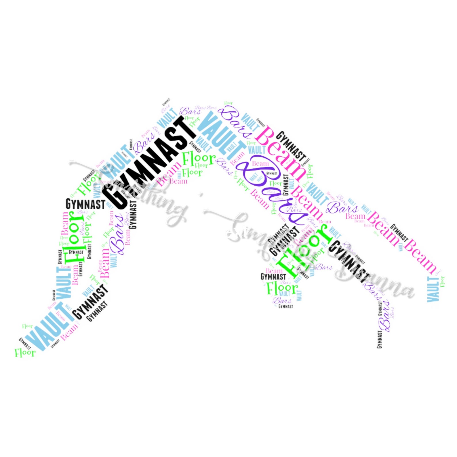 Gymnastics Word Art PNG Digital Download - Etsy