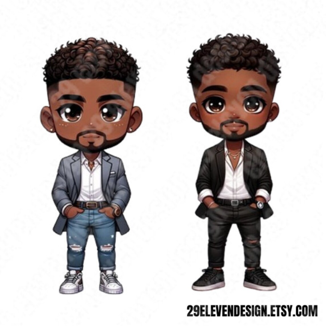5 Distinguished Gentlemen Chibi BUNDLE - Instant Digital Download |PNG ...