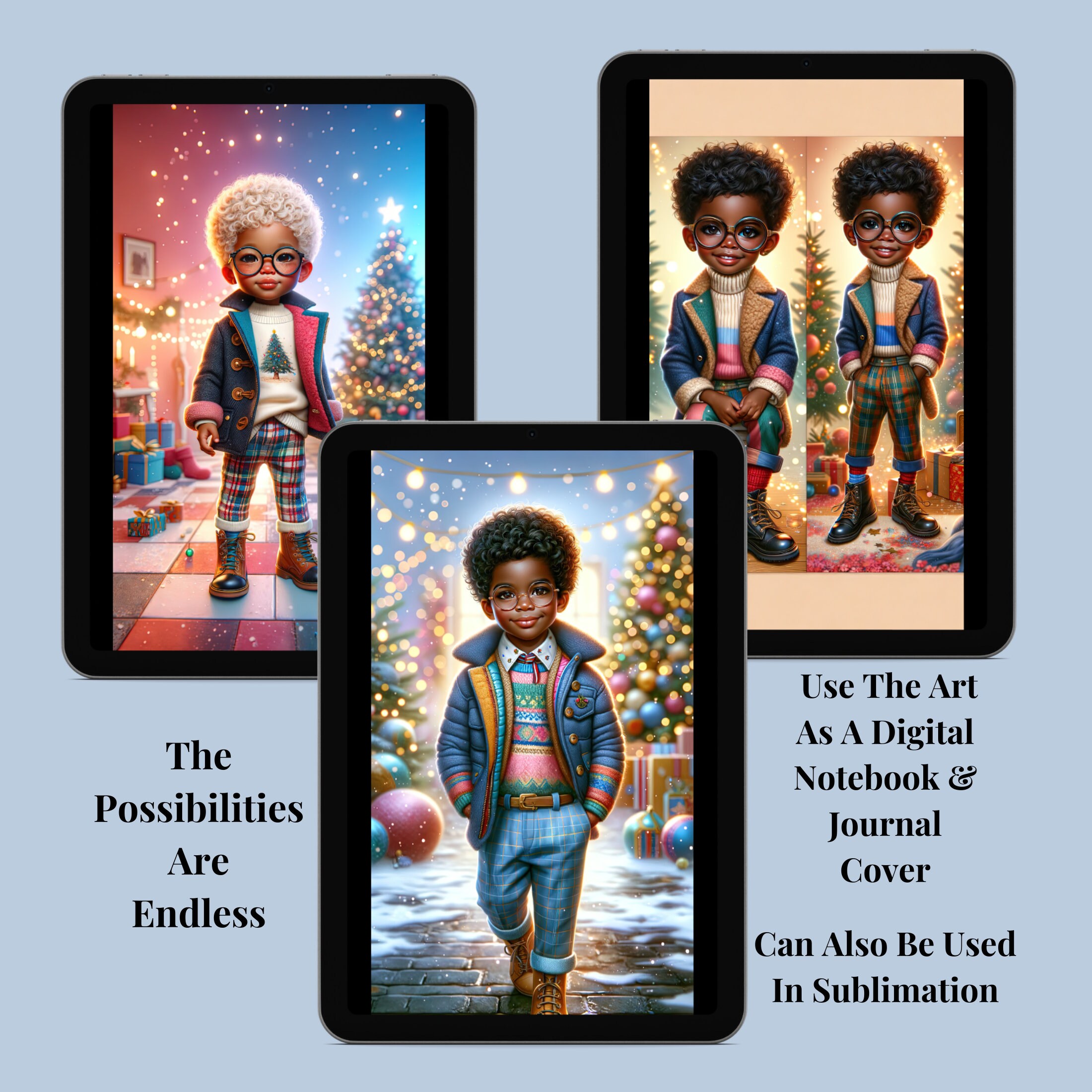 DIGITAL Download - Boy BUNDLE - Melanin Christmas Gentlemen Art Journal ...