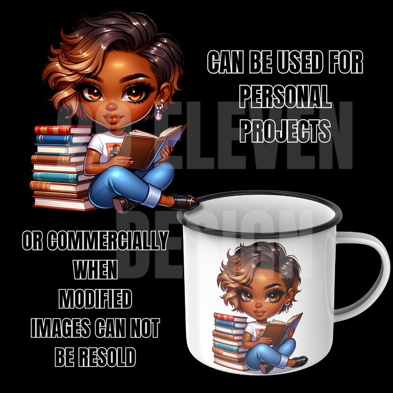 Chibi Doll PNG Clipart BUNDLE | 6 Girl Readers in Various Colors ...