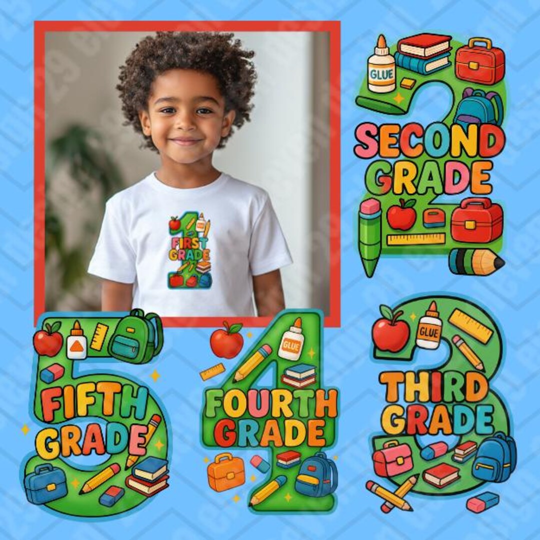 Back to School PNG Bundle: Grade School Designs (digital Download - Etsy