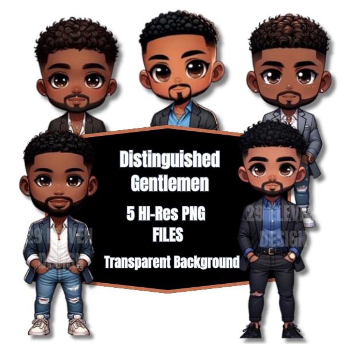 5 Distinguished Gentlemen Chibi BUNDLE - Instant Digital Download |PNG ...